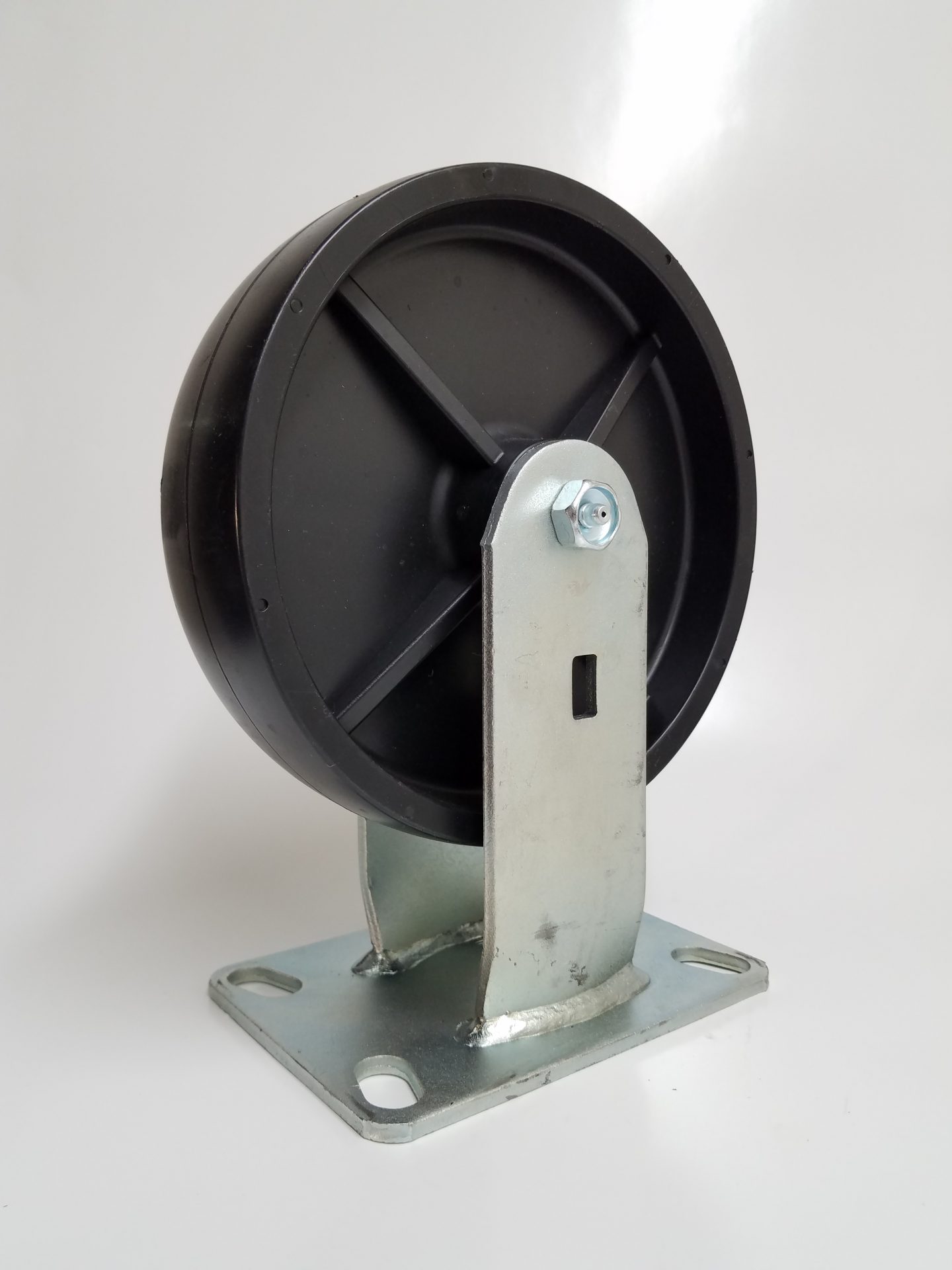 POLYOLEFIN (Black) RIGID 8" MEDIUM HEAVY DUTY PLATE CASTER LARGE TOP ...